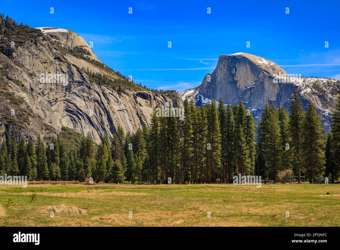 Scenic view of the famous Half Dome granite rock formation in the ...