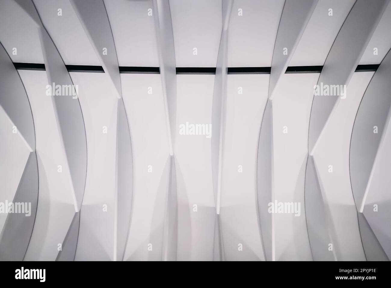 background passage leading from the metro station in futuristic light ...