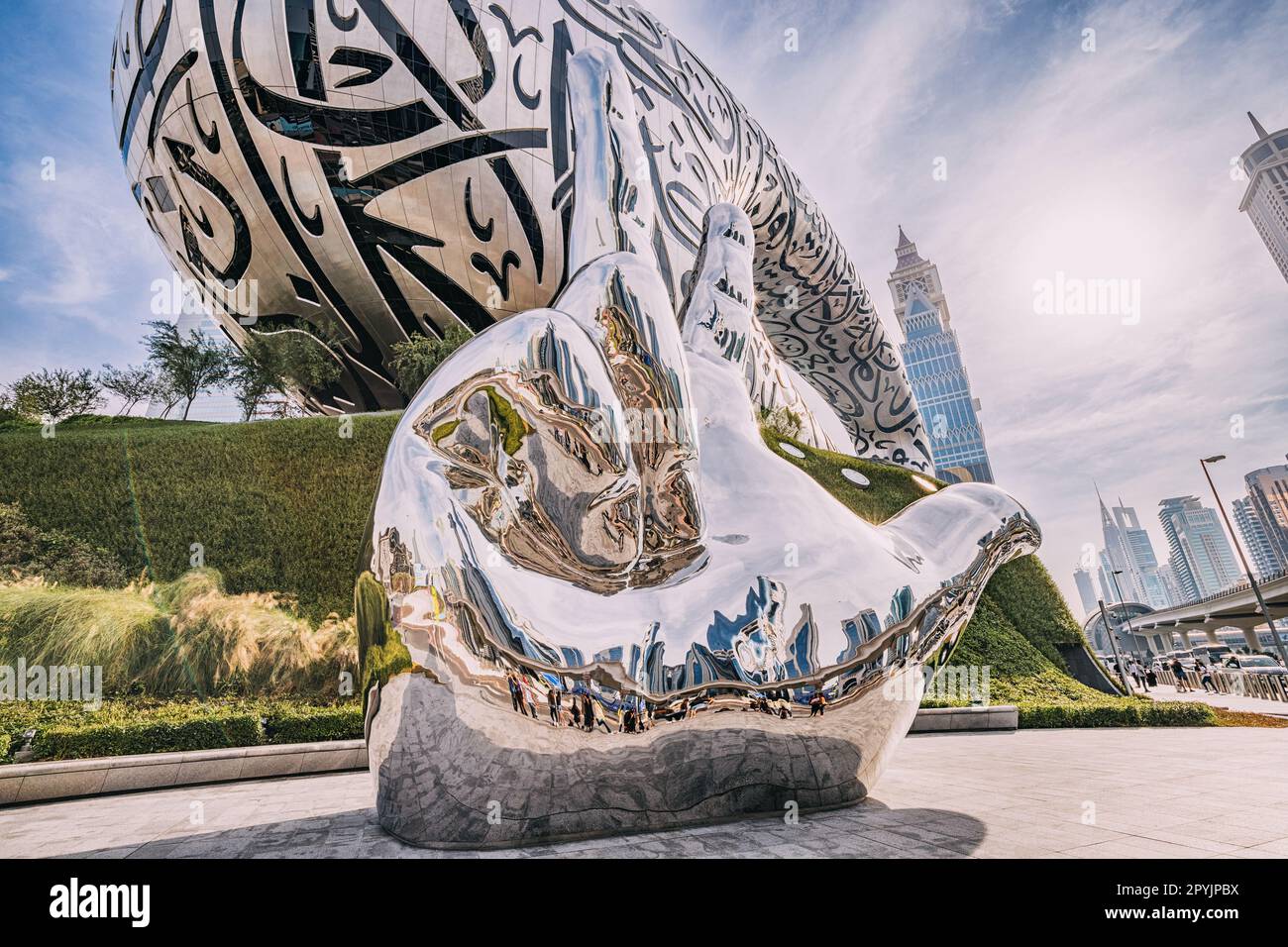 17 January 2023, Dubai, UAE: Hand sculpture at The Future Museum ...