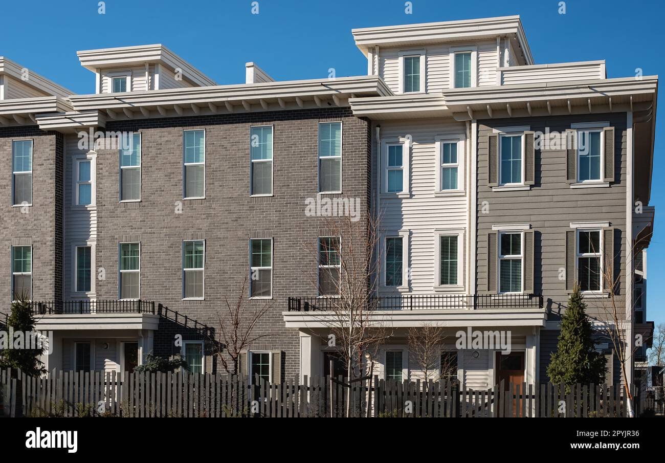 New residential townhouses. Modern apartment buildings in Surrey Canada ...