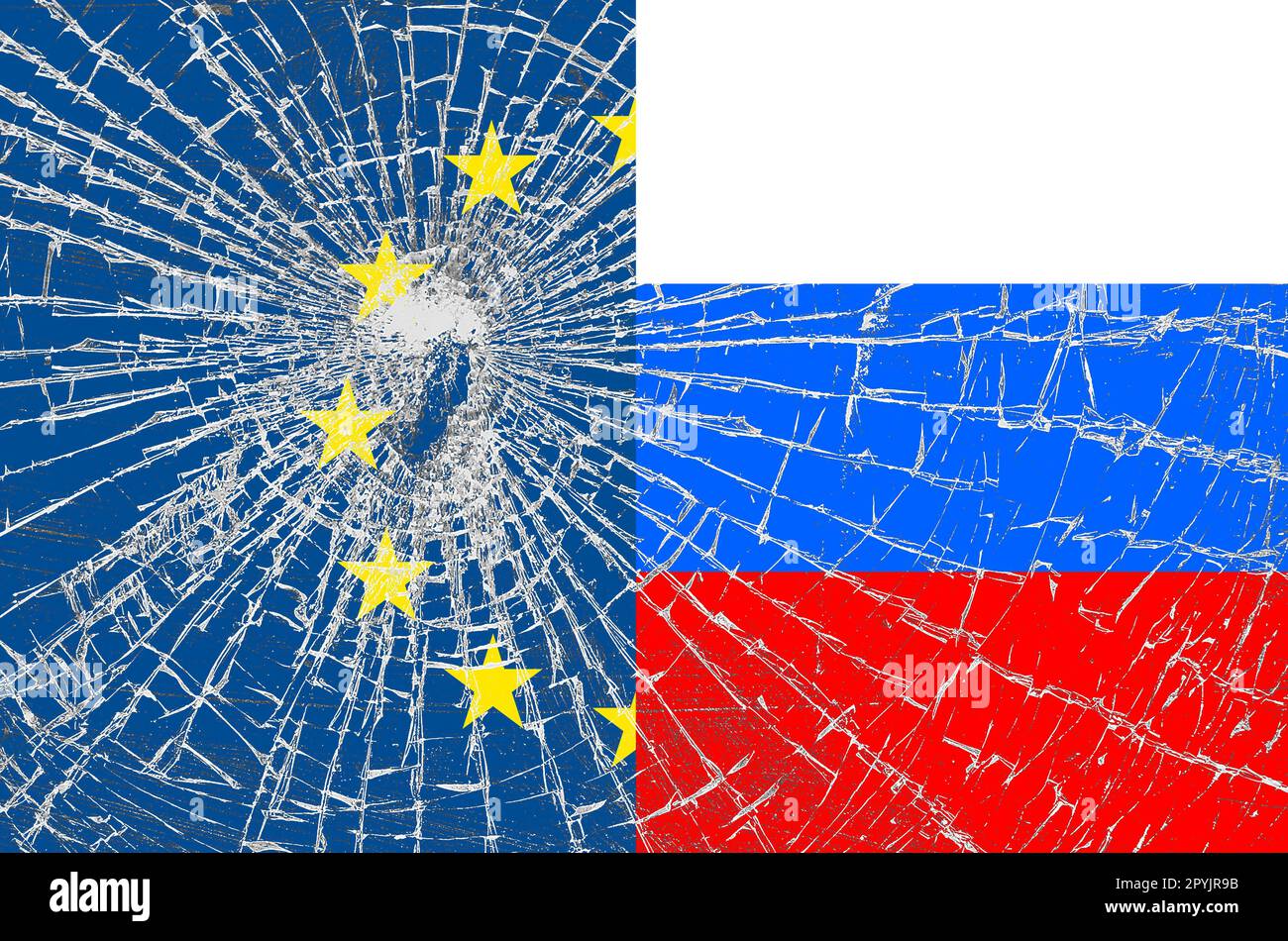 Russian flag with the cracks. Bad relationships with countries Stock ...