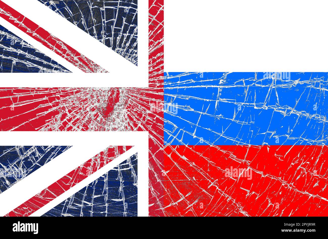 Russian flag with the cracks. Bad relationships with countries Stock ...