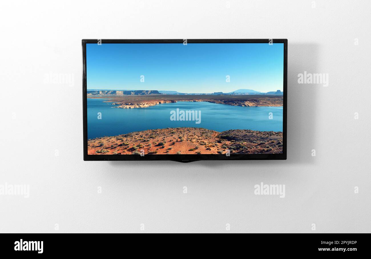 TV monitor on the wall Stock Photo - Alamy