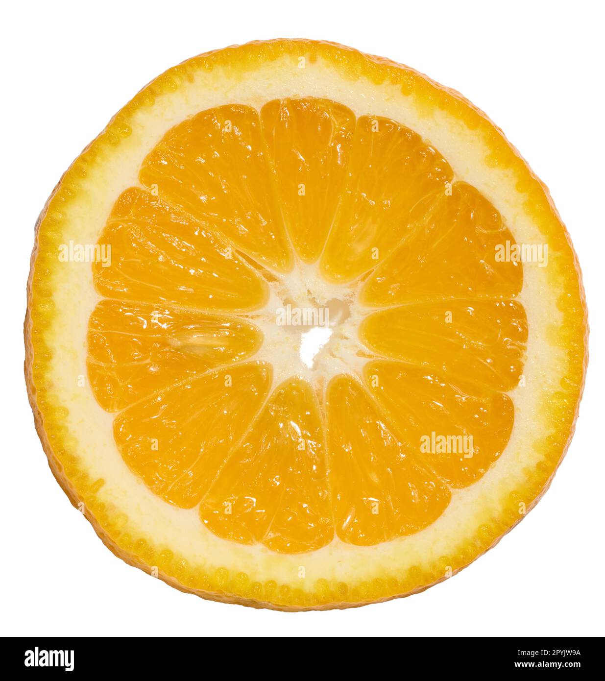 Round piece of orange on a white isolated background Stock Photo - Alamy