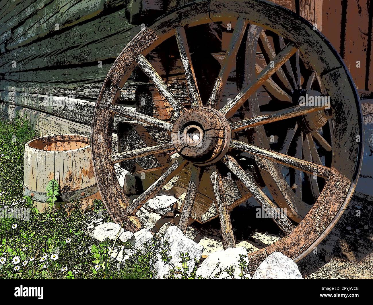 Wooden wheel from a cart. Decorative wheels for decorating lawns ...
