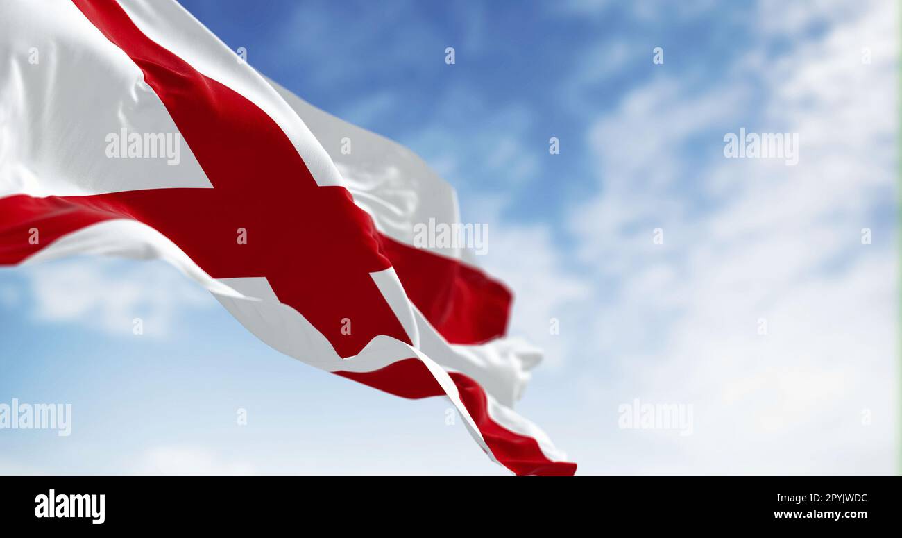 The state flag of Alabama waving in the wind on a clear day Stock Photo ...