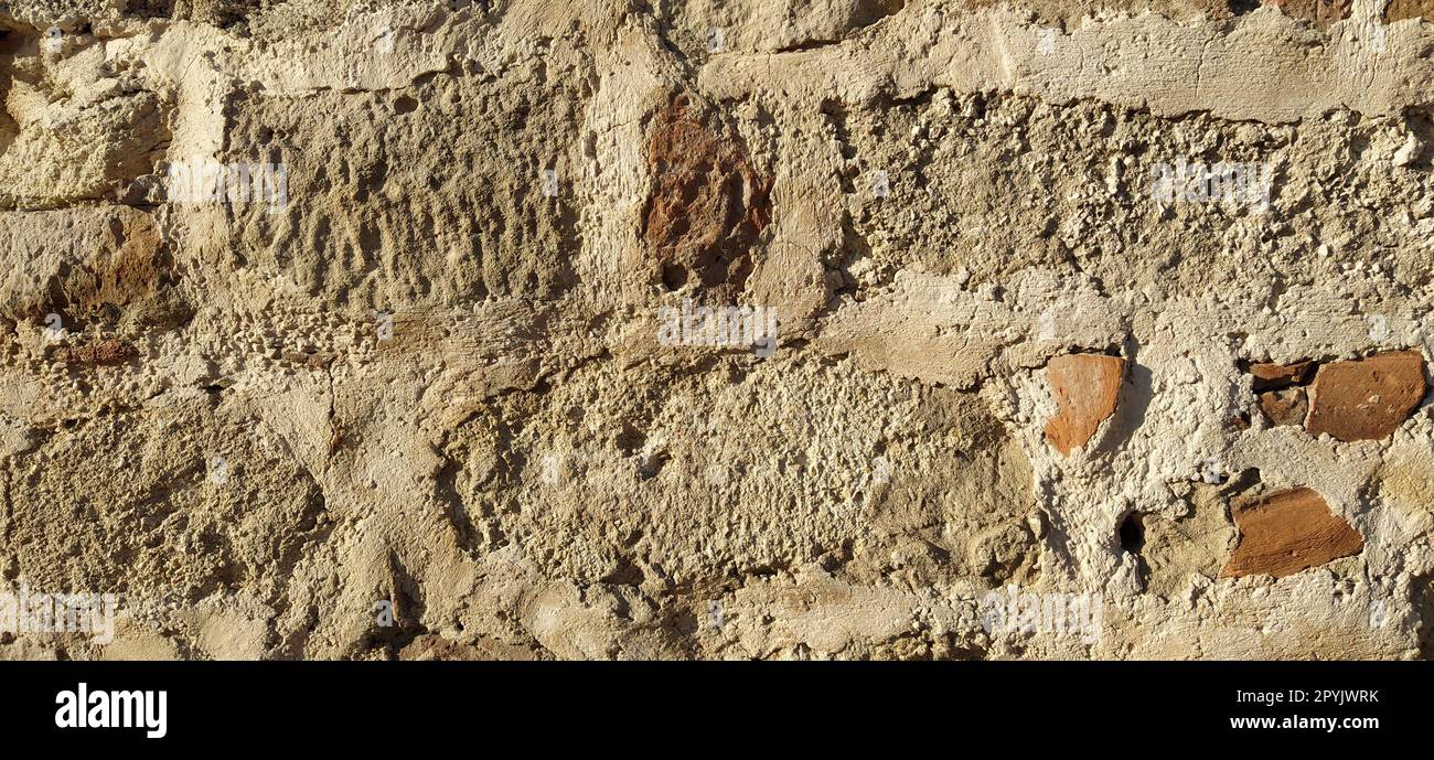 Vintage turkish brick wall. The restored wall of the Turkic conquerors ...