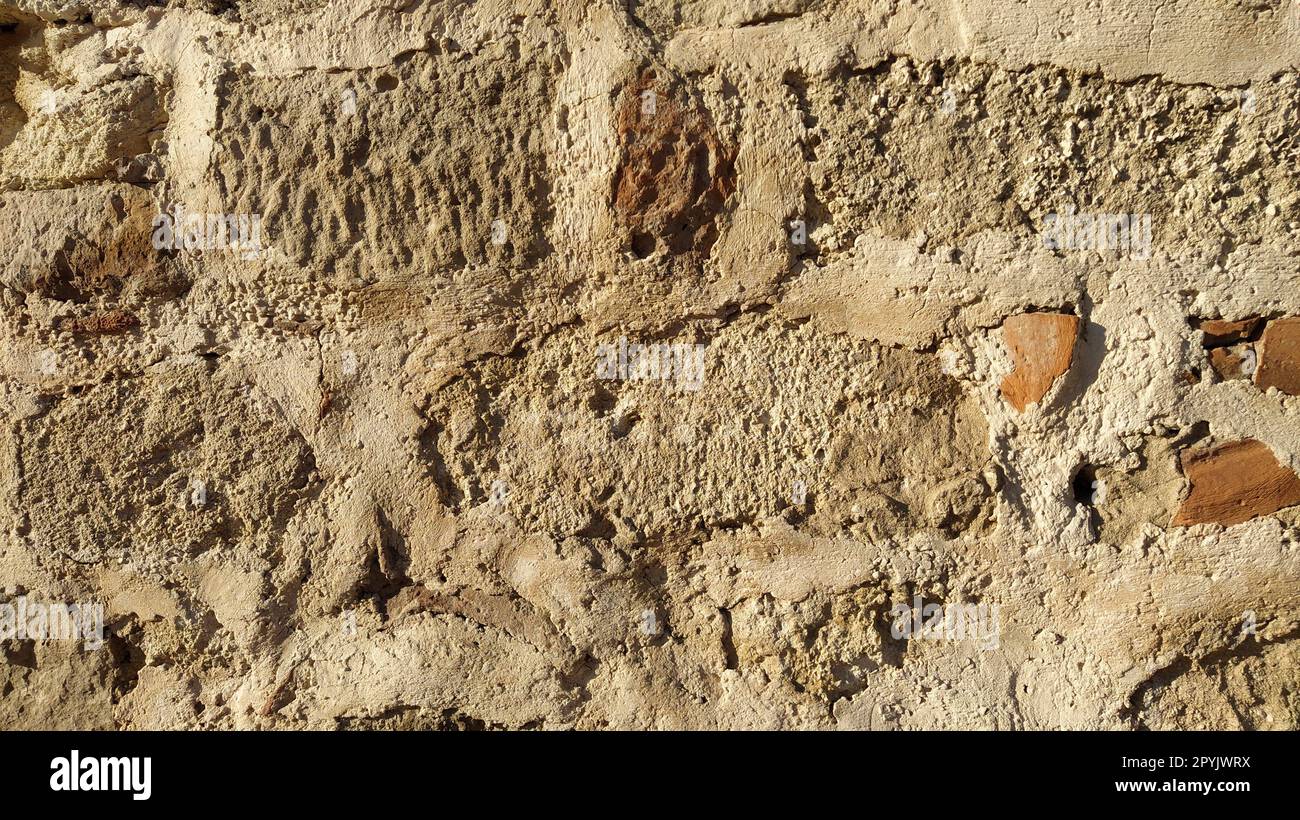 Vintage turkish brick wall. The restored wall of the Turkic conquerors ...