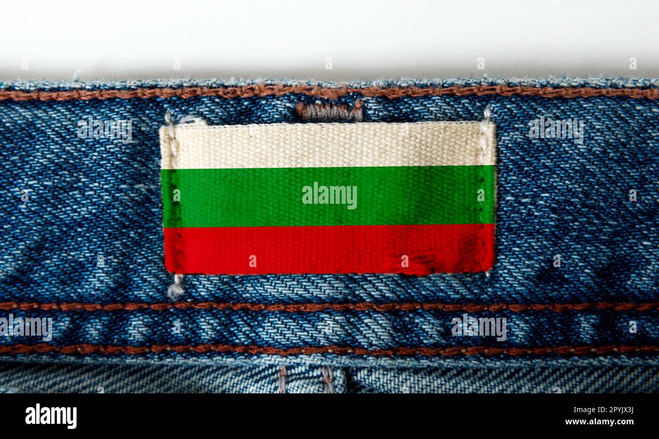 Flag on the label of the jeans Stock Photo - Alamy