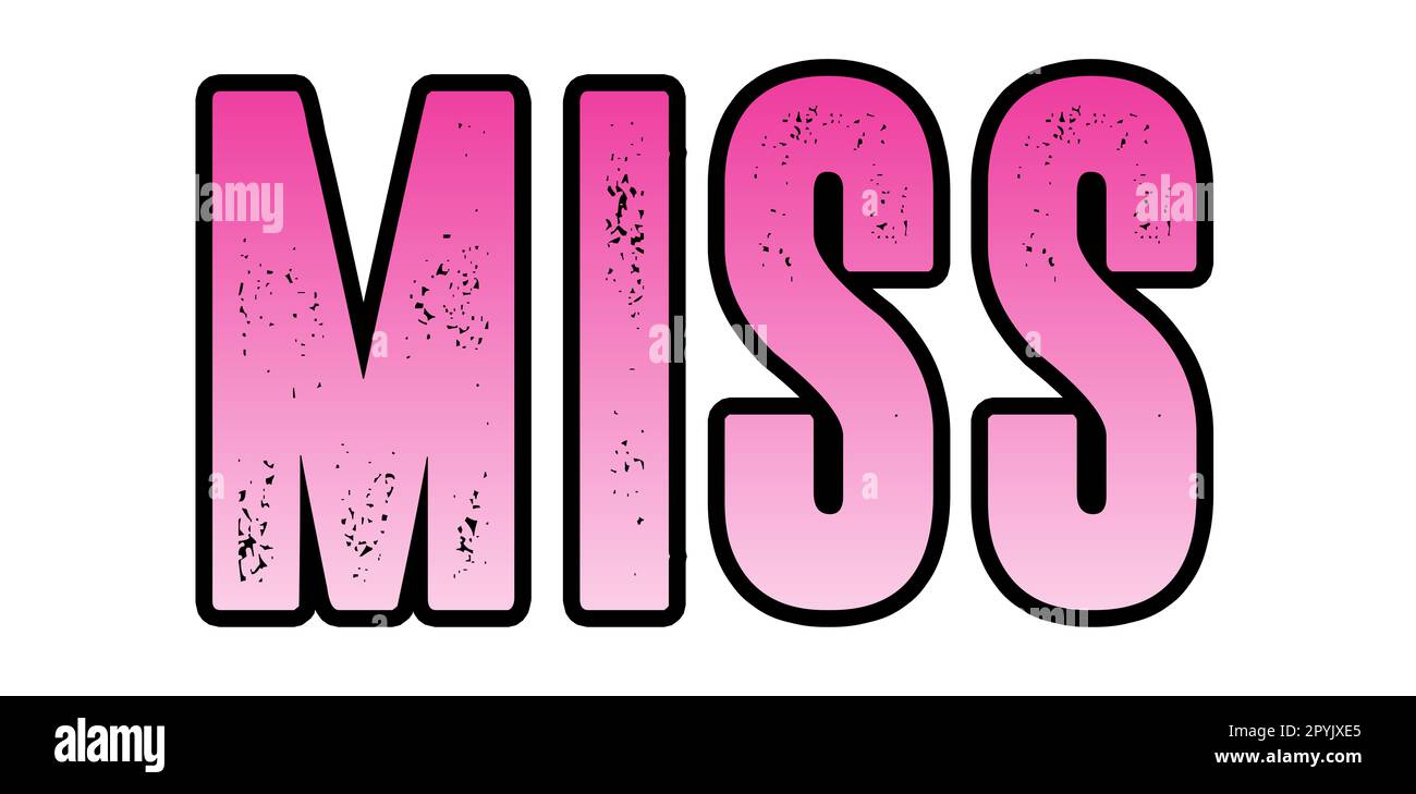 Pink text miss on the white Stock Photo - Alamy