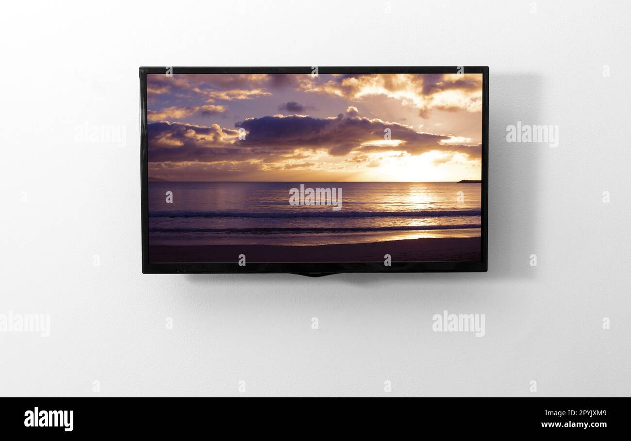 TV monitor on the wall Stock Photo - Alamy