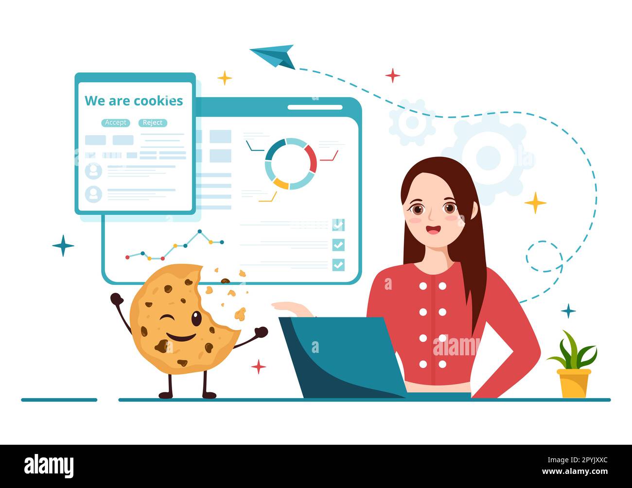 Internet Cookies Technology Illustration with Track Cookie Record of ...