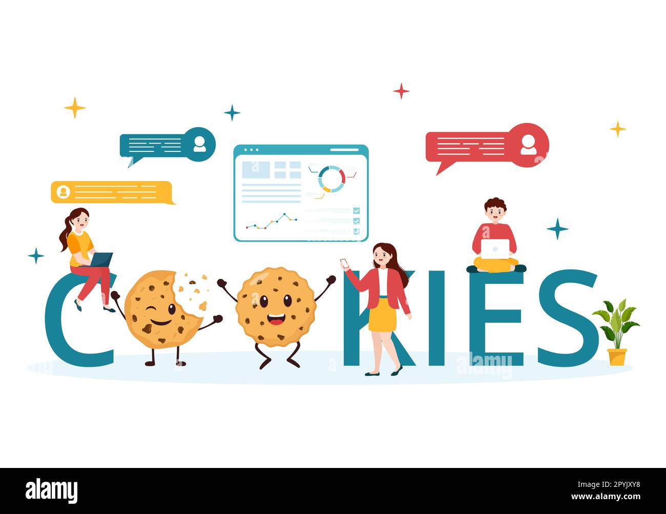 Internet Cookies Technology Illustration with Track Cookie Record of ...