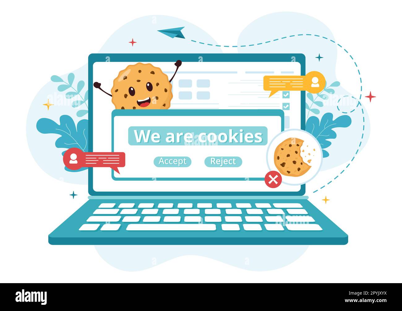 Internet Cookies Technology Illustration with Track Cookie Record of ...