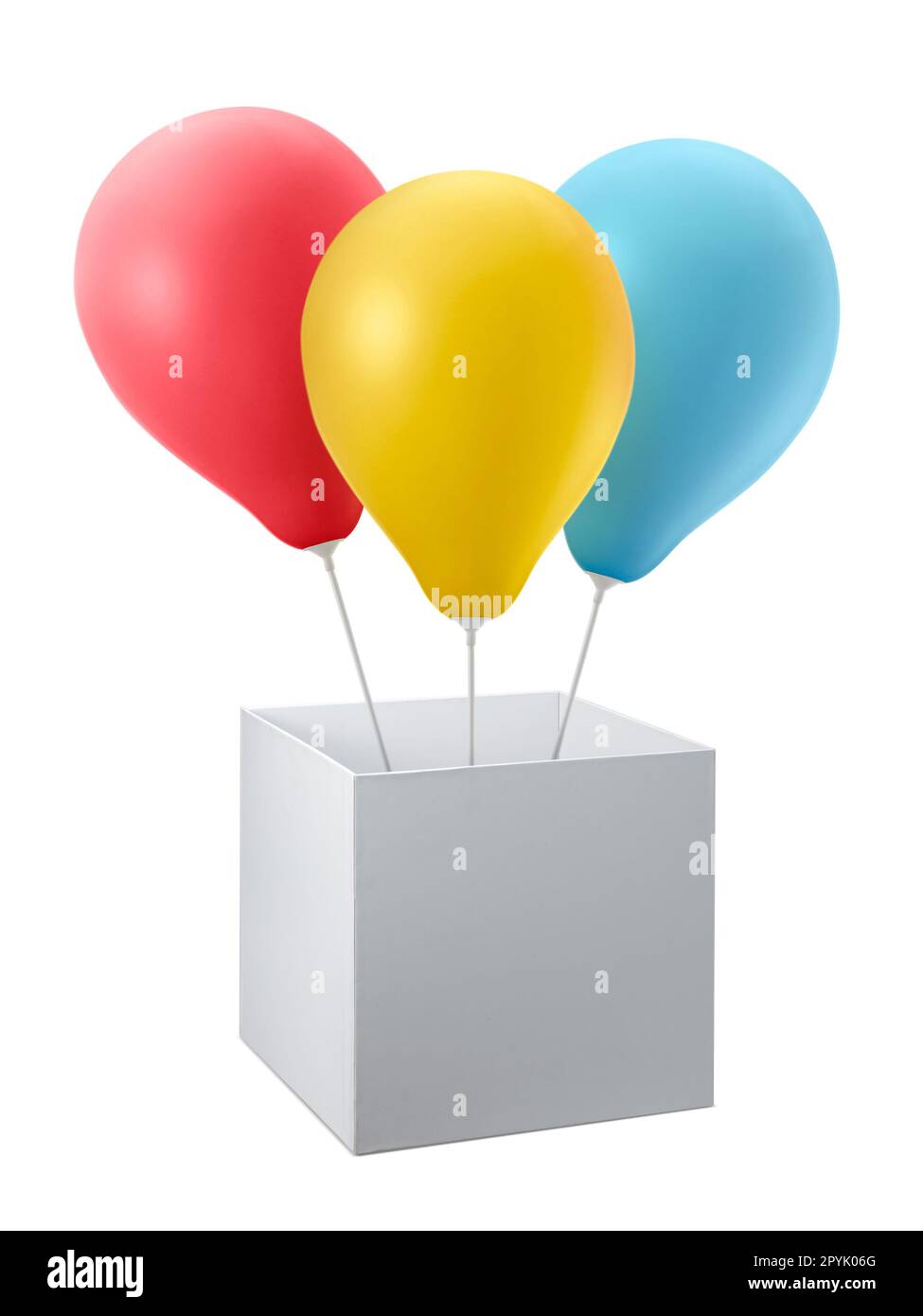 Balloon flying out of magic little box Stock Photo - Alamy