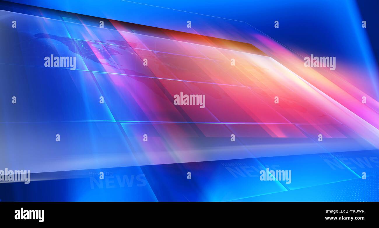 Big screen with world map in perspective, news and technology ...