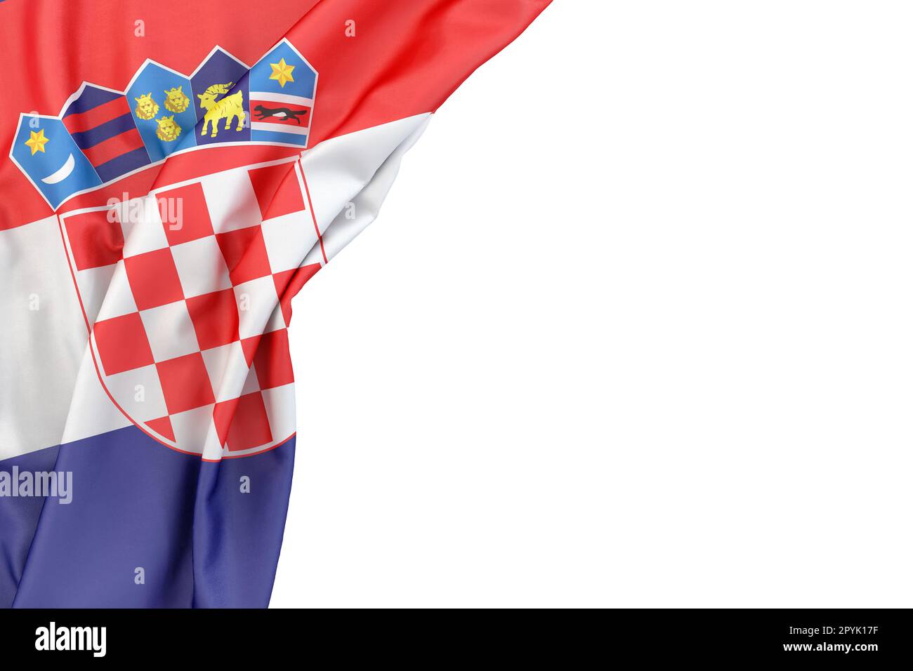 Flag of Croatia in the corner on white background. Isolated. 3D ...