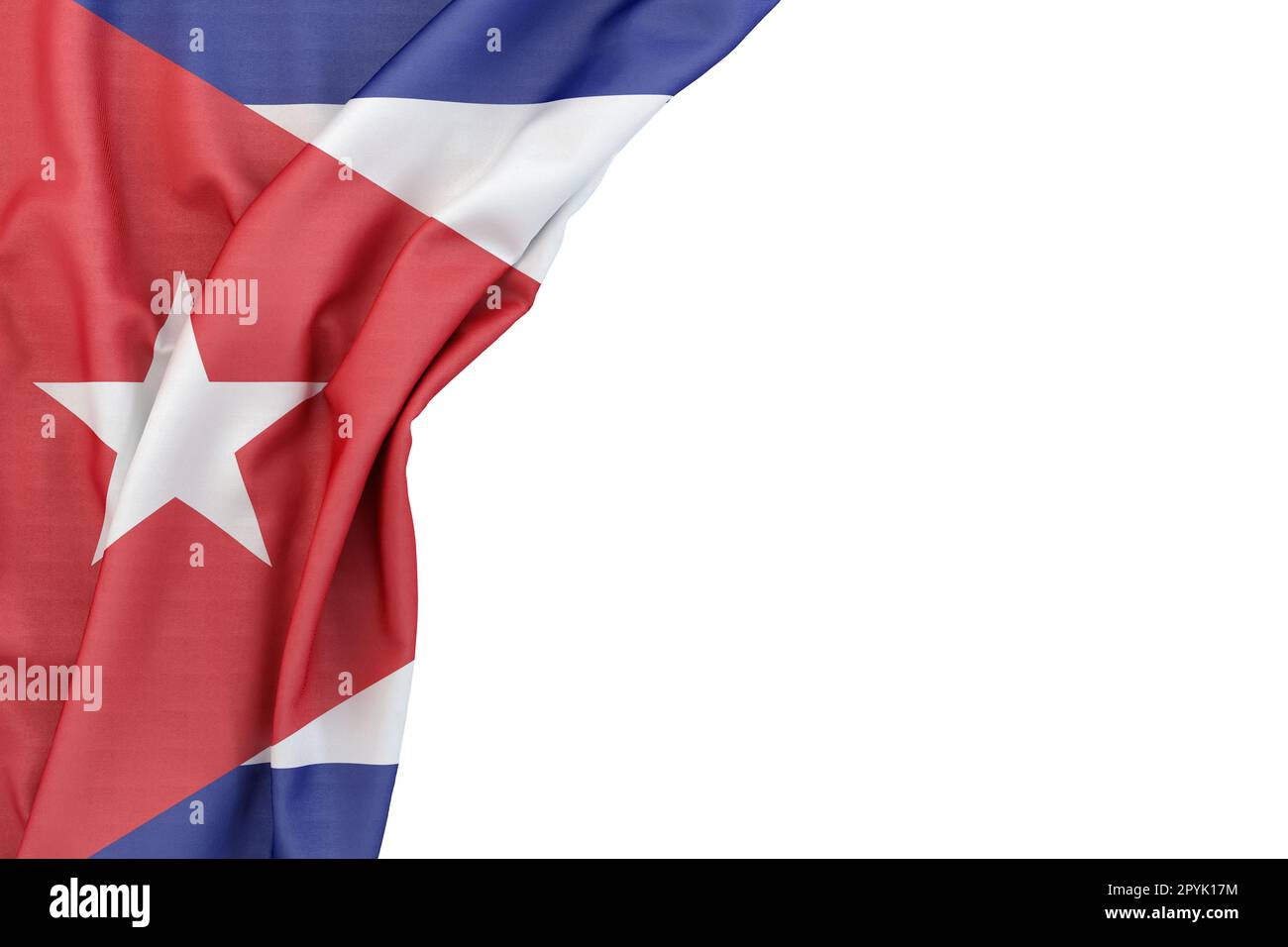 Flag of Cuba in the corner on white background. Isolated. 3D ...