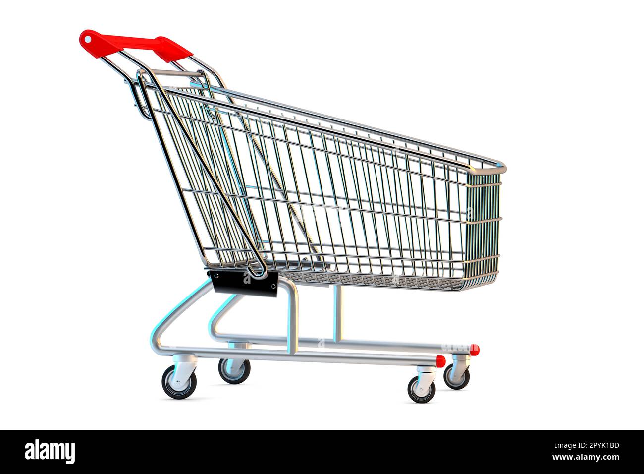 Empty shopping cart. Side view. 3D illustration. Isolated Stock Photo ...