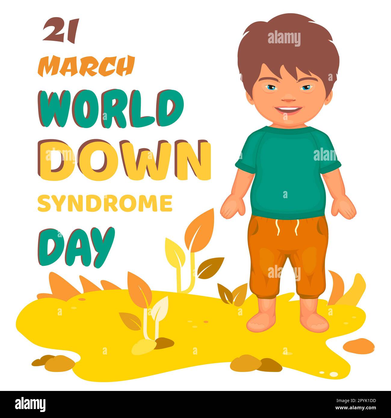 child with down syndrome smiling, isolated vector illustration ...