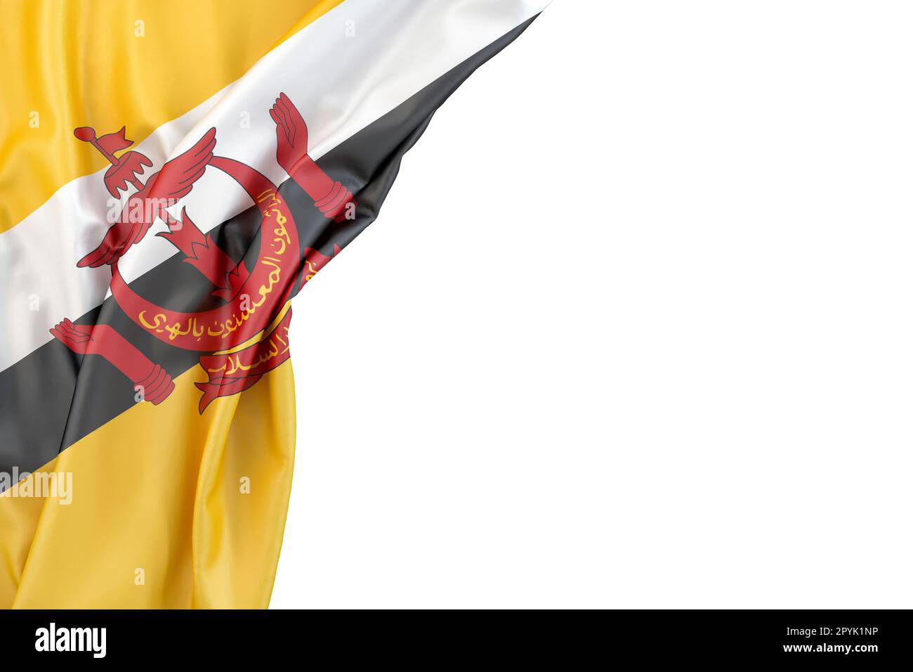 Flag of Brunei in the corner on white background. 3D rendering ...