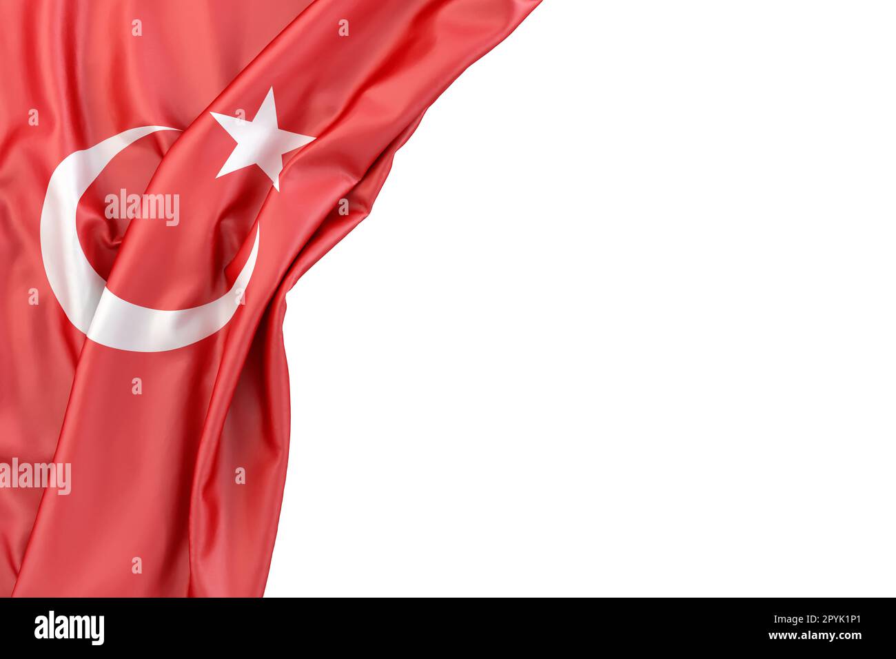 Flag of Turkey in the corner on white background. 3D rendering ...