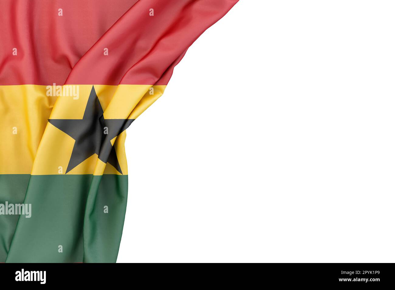 Flag of Ghana in the corner on white background. 3D rendering. Isolated ...