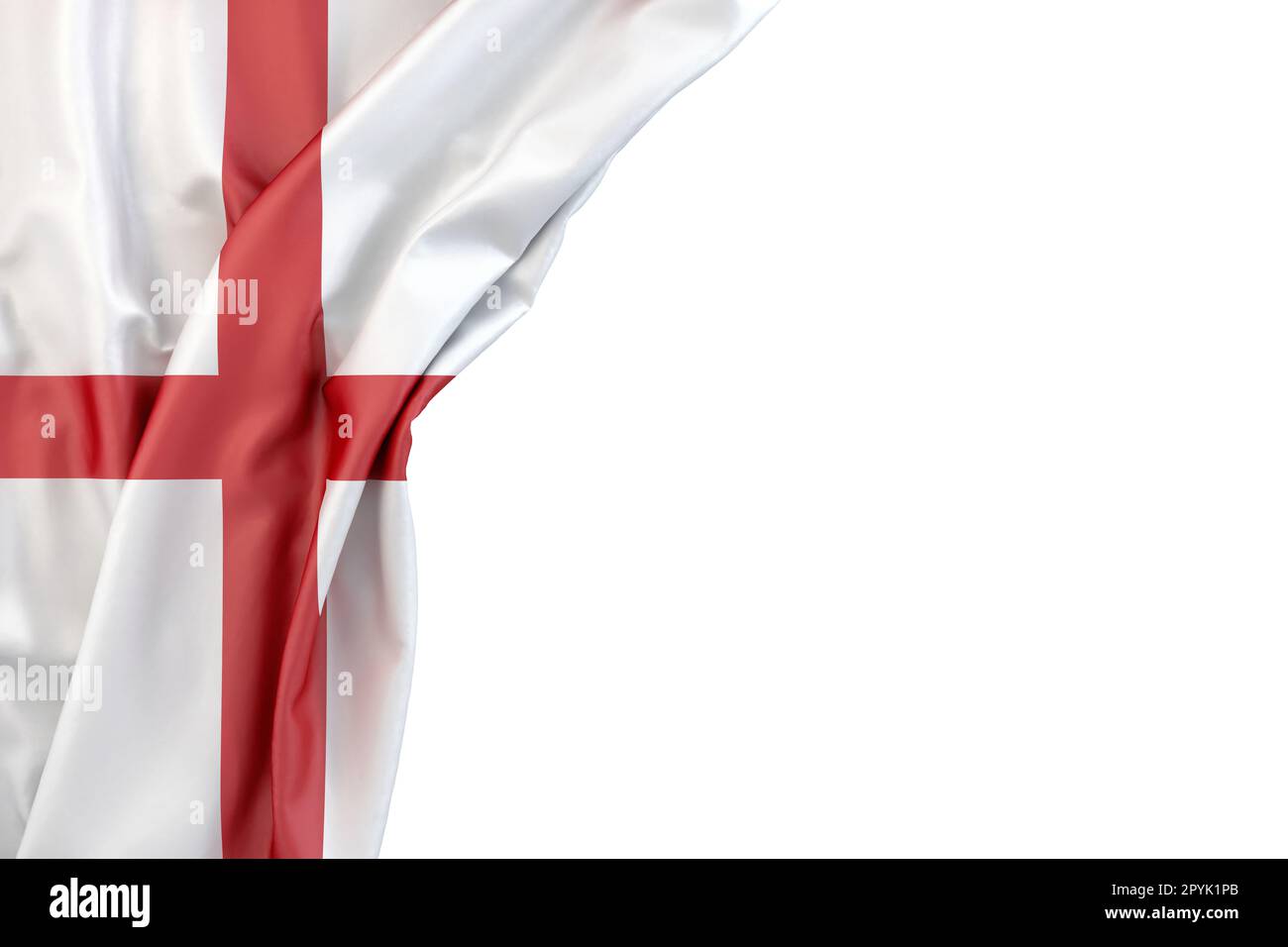 Flag of England in the corner on white background. 3D rendering ...