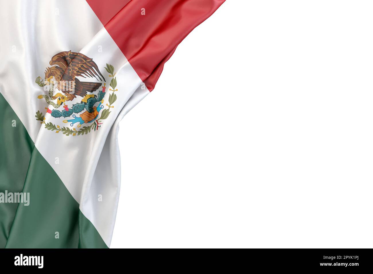Flag of Mexico in the corner on white background. 3D rendering ...