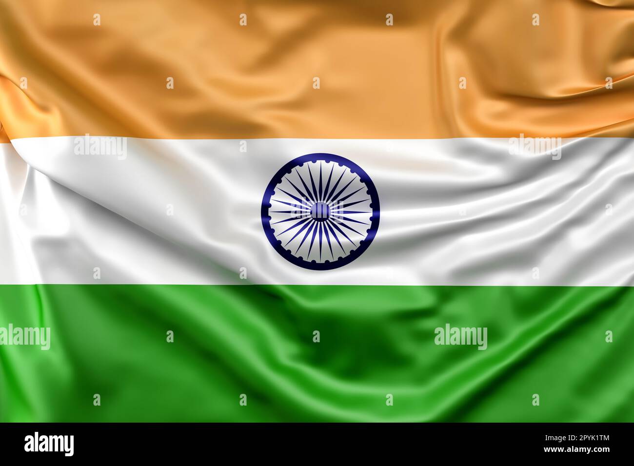 Ruffled Flag of India. 3D Rendering Stock Photo - Alamy