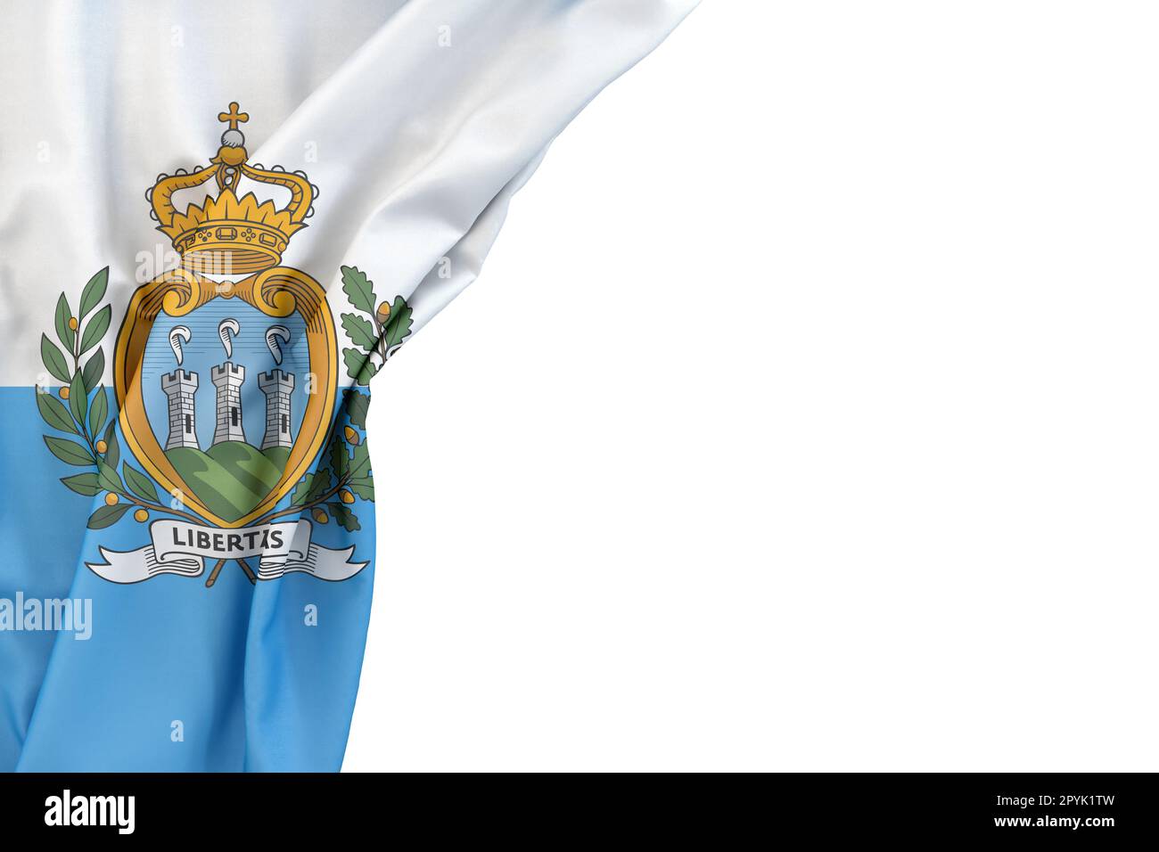 Flag of San Marino in the corner on white background. 3D rendering ...