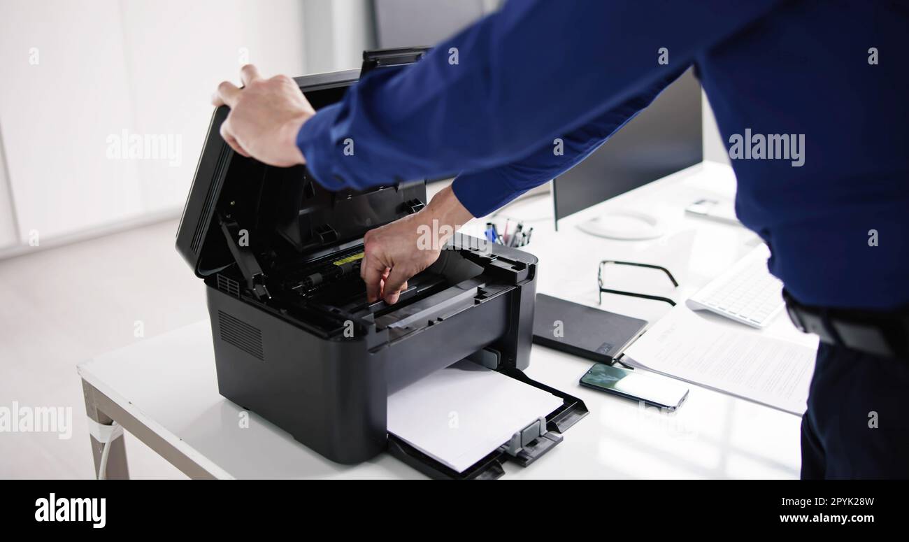Printer Toner Cartridge Change In Laser Copier Stock Photo - Alamy