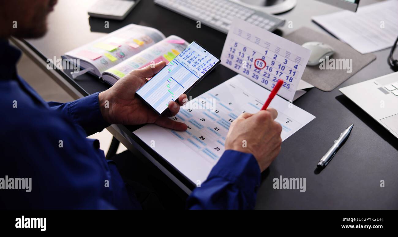 Calendar Schedule List At Desk And Stock Photo - Alamy