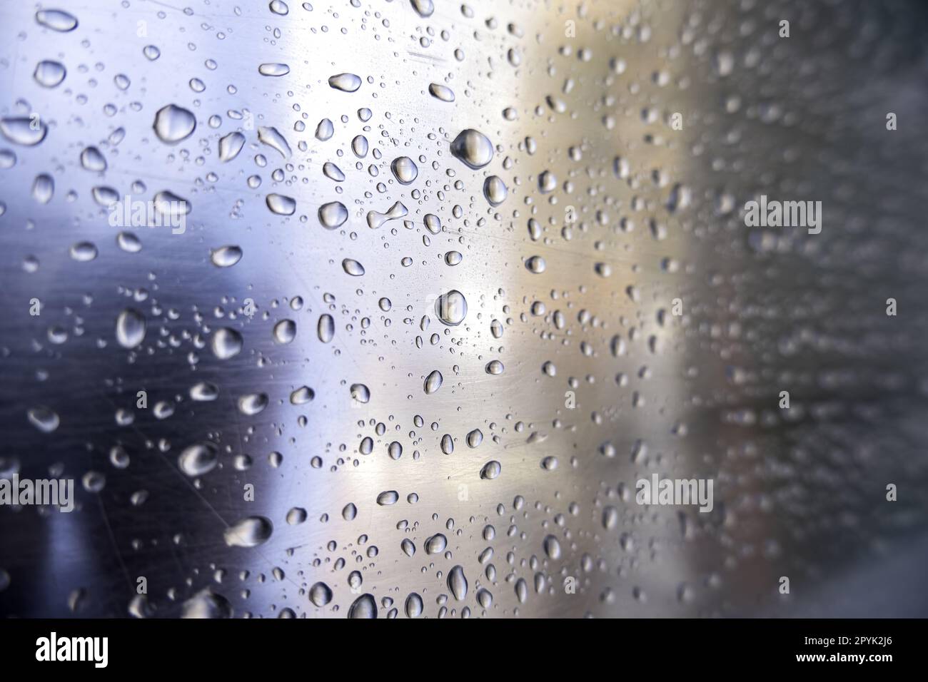 Water drops on steel Stock Photo - Alamy