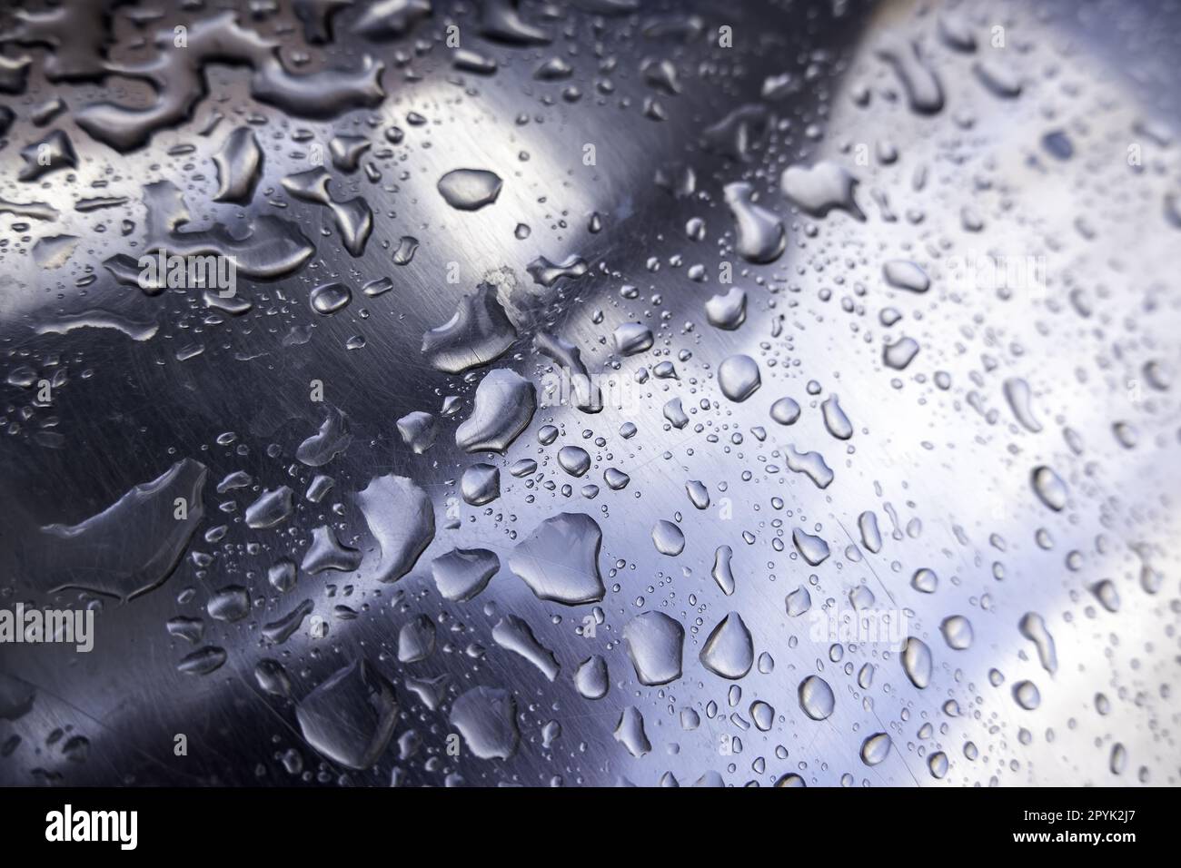 Water drops on steel Stock Photo - Alamy