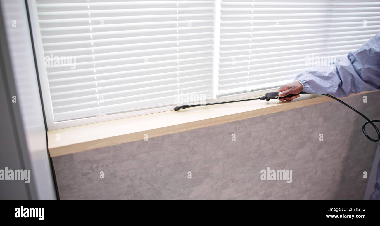 Male Pest Control Worker With Spraying Pesticide Stock Photo - Alamy