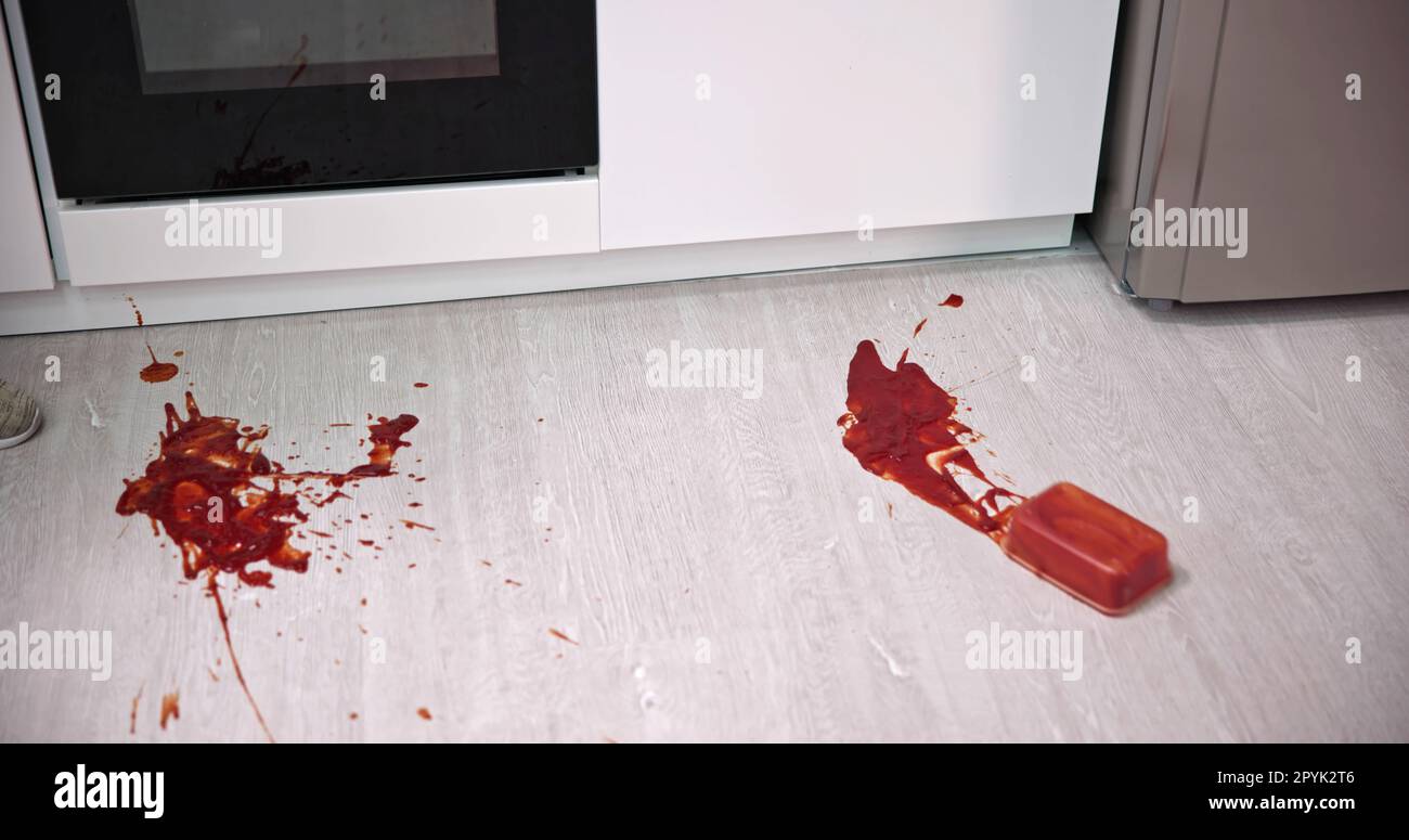 Dirty Floor With Spilled Food Stock Photo - Alamy