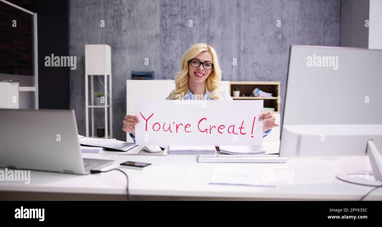 Compliment And Praise Message Sign Stock Photo - Alamy
