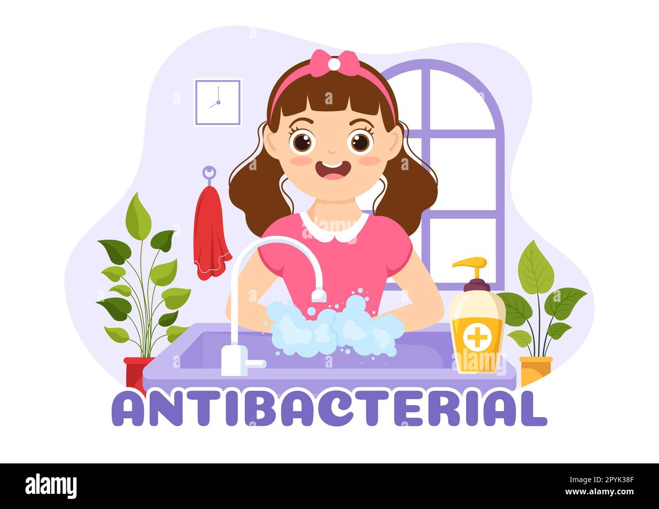 Antibacterial Illustration with Washing Hands, Virus Infection and ...