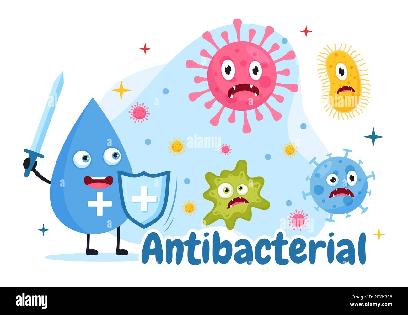 Antibacterial Illustration with Washing Hands, Virus Infection and ...