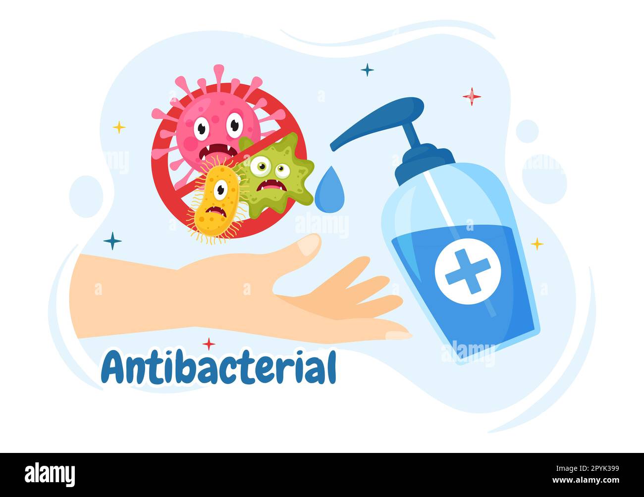 Antibacterial Illustration with Washing Hands, Virus Infection and ...