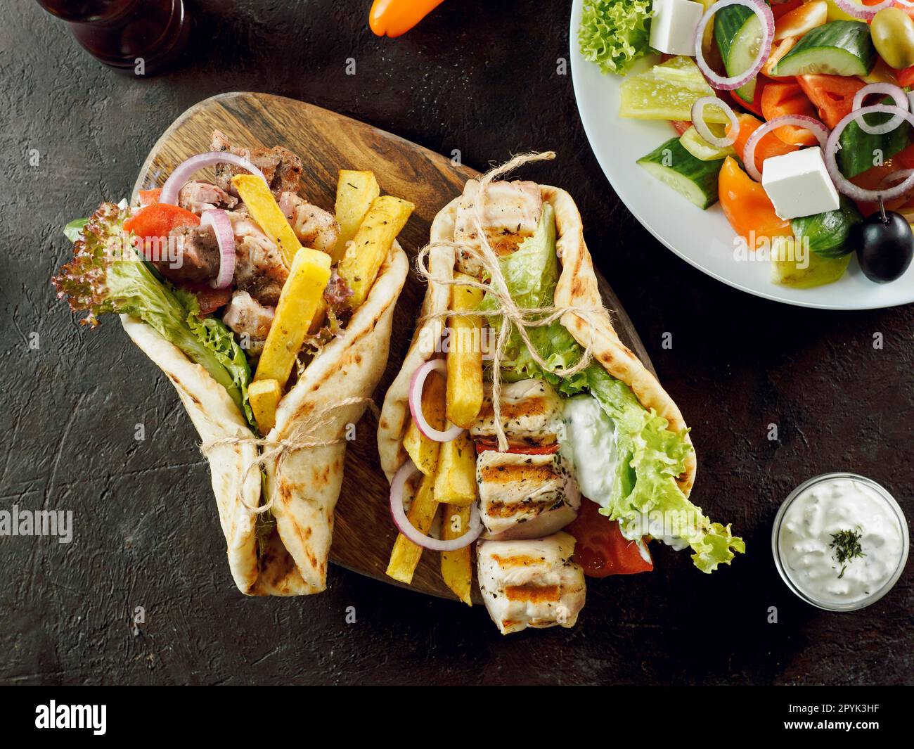 Greek fast food gyros Stock Photo - Alamy