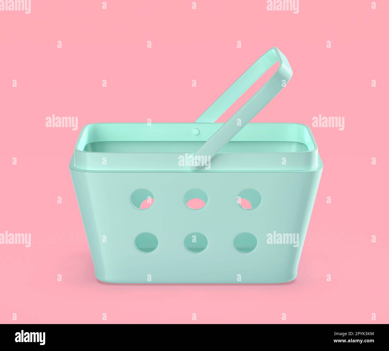 Empty plastic shopping basket on pink background, side view Stock Photo ...