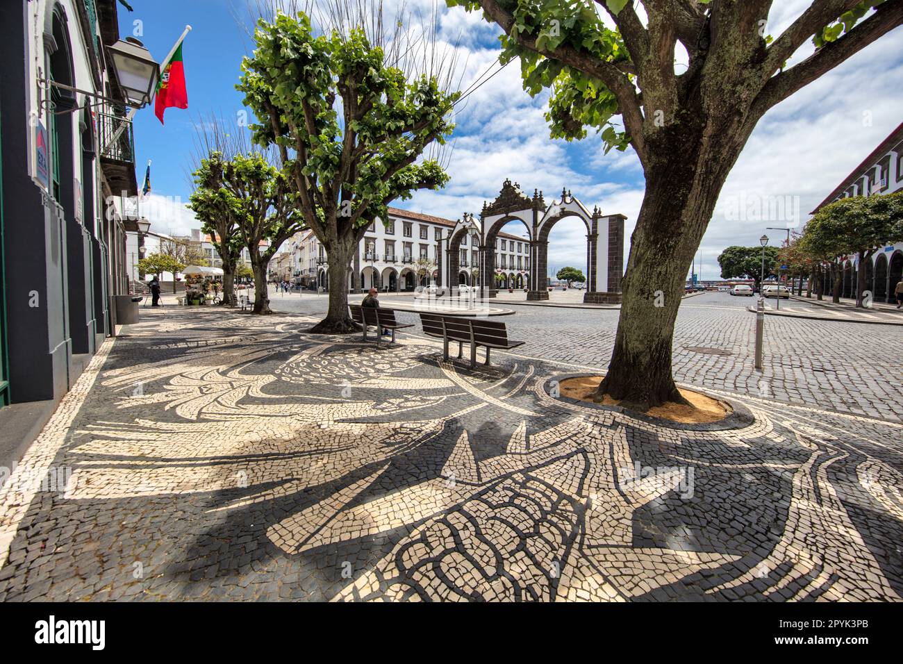 Portugal, Azores, Sao Miguel Island, Ponta Delgada. Church Igreja ...