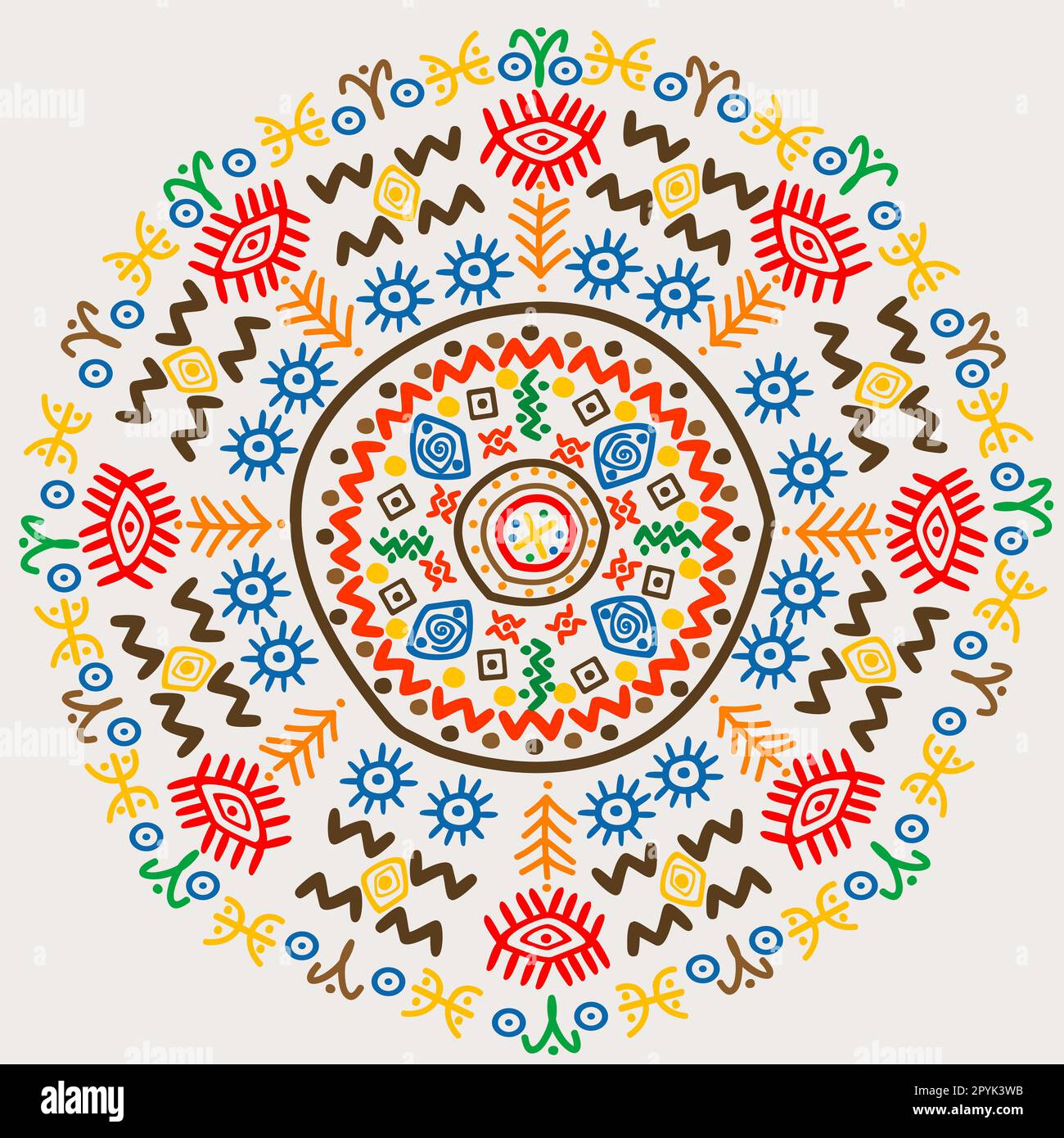 Round color background with traditional symbols Stock Photo - Alamy