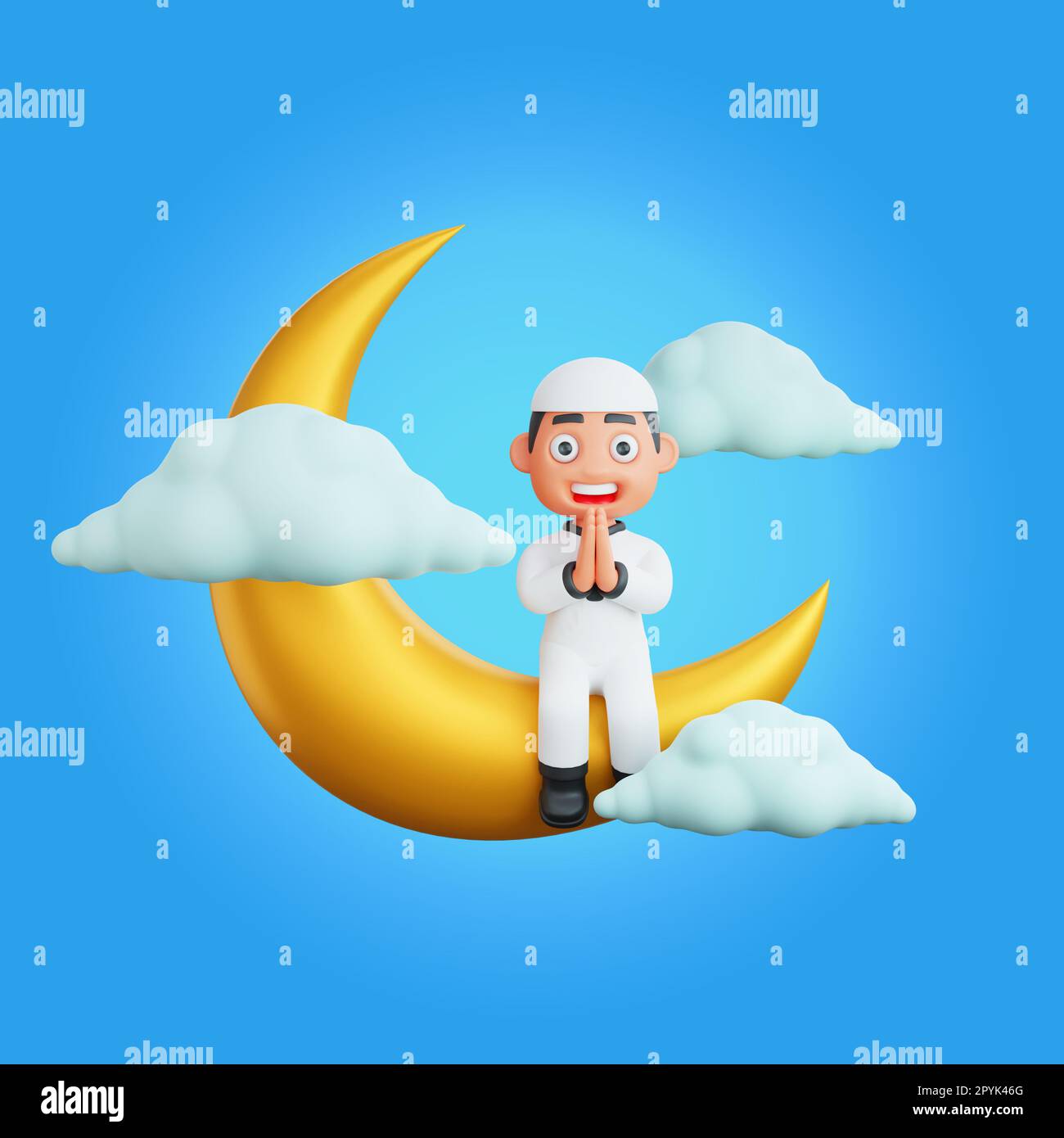 3D Rendering of a Muslim Character with the Gesture of Salam Stock ...