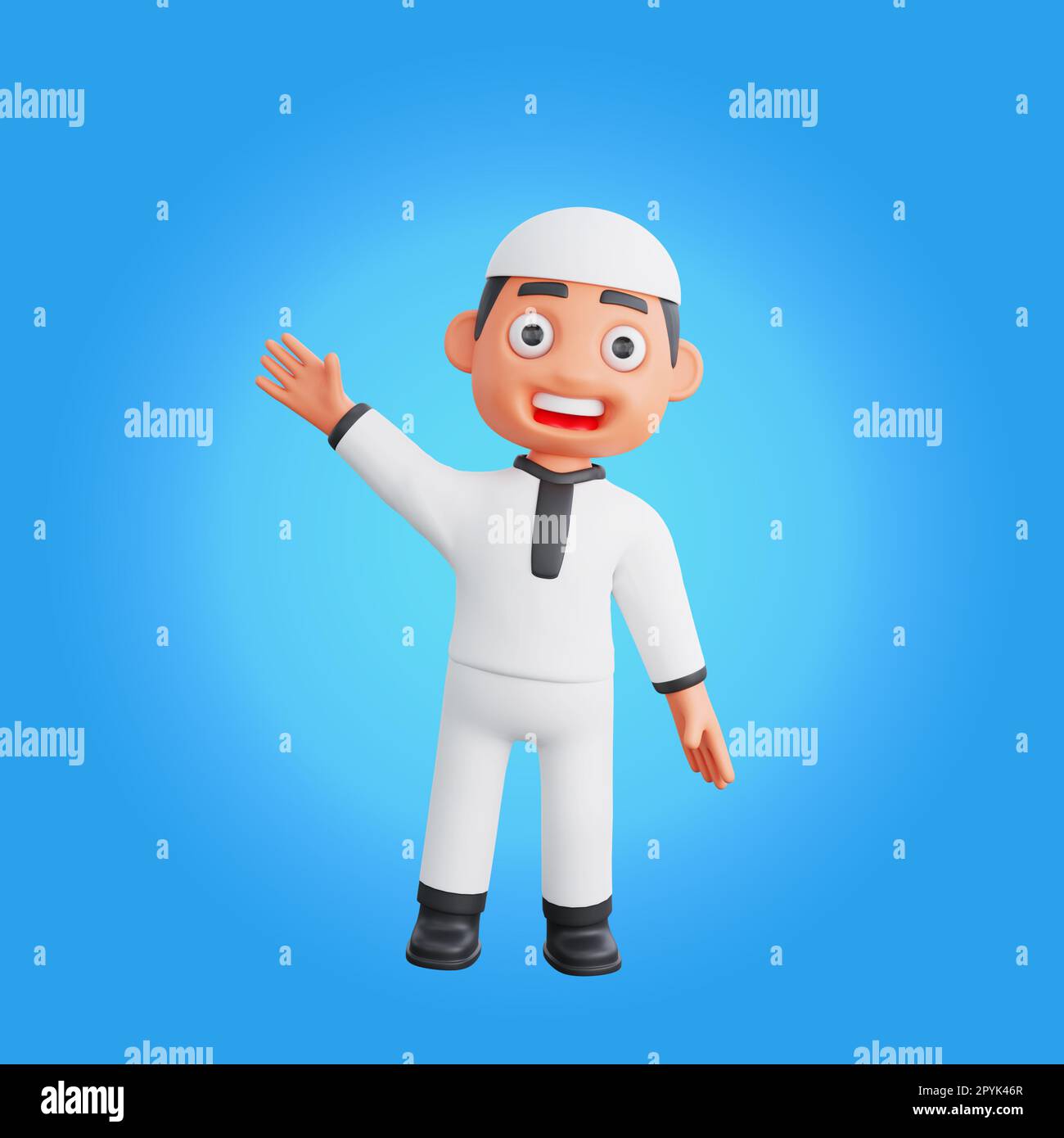 3D Rendering of a Muslim Character with the Greeting Gesture of Hello ...