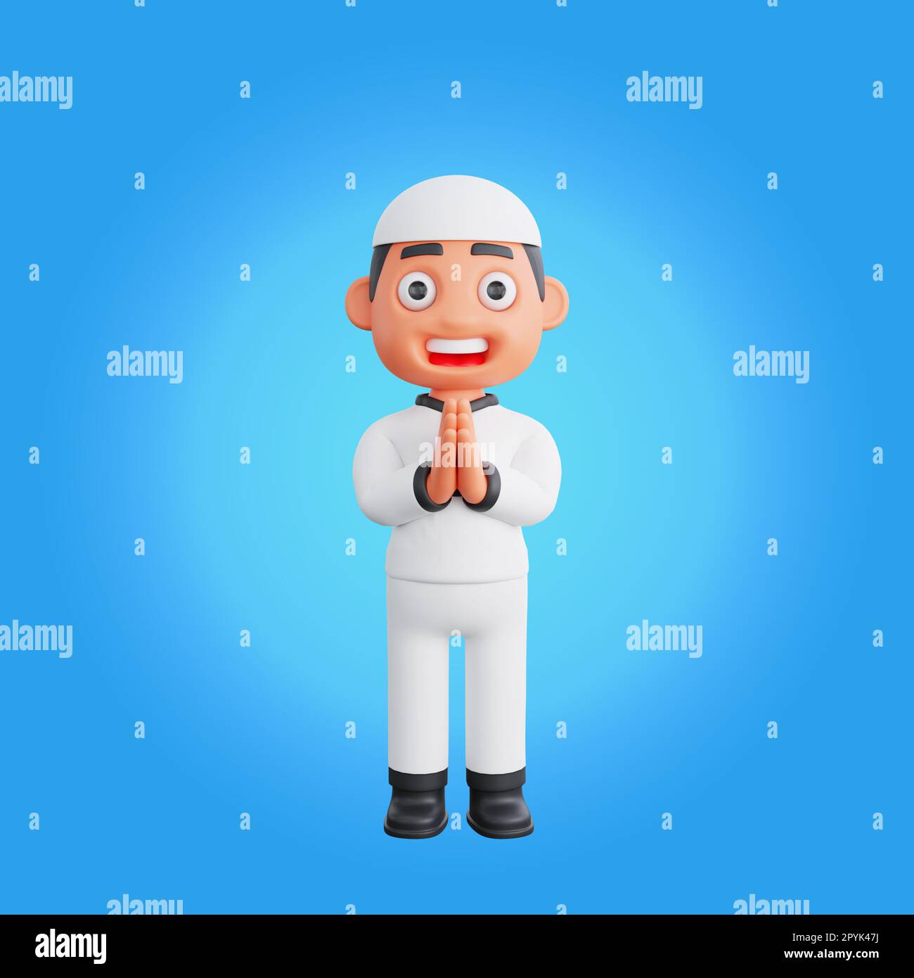 3D Rendering of a Muslim Character with the Gesture of Salam Stock ...