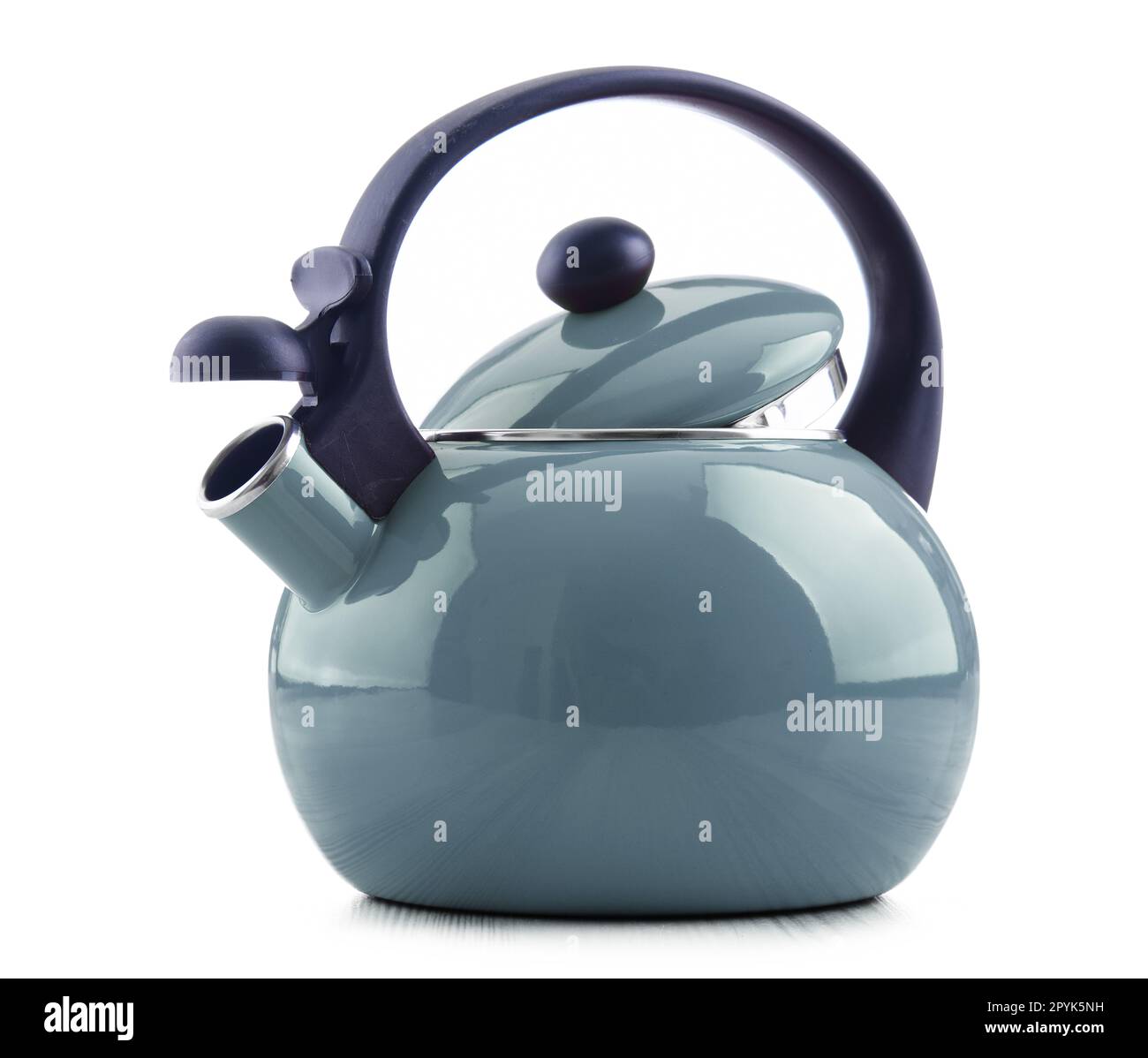 Traditional stainless steel stovetop kettle with whistle Stock Photo ...