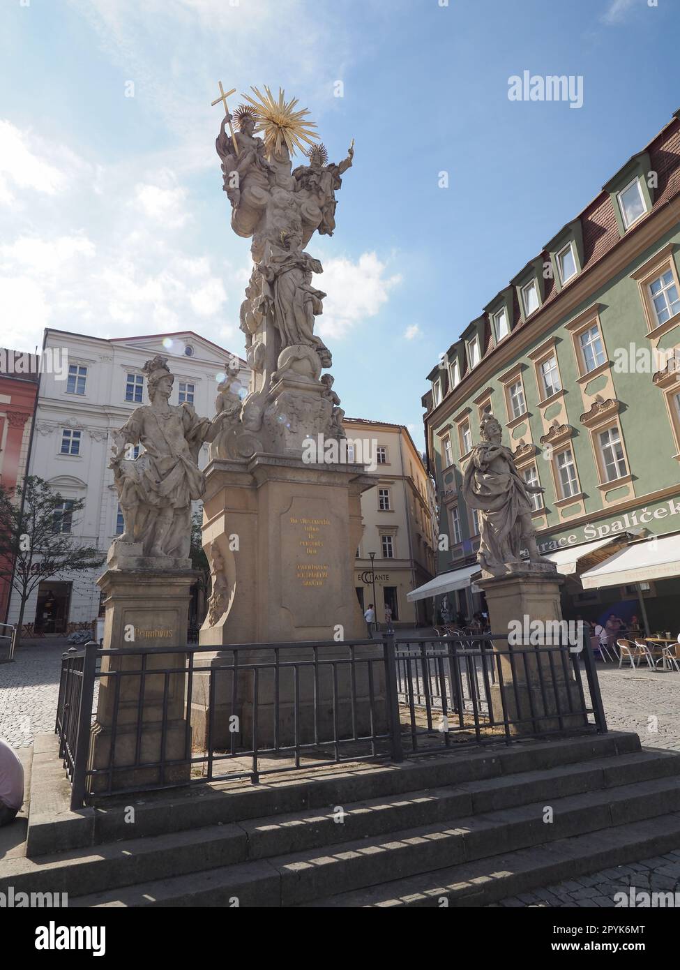 Holy Trinity column in Zelny trh square in Brno Stock Photo - Alamy